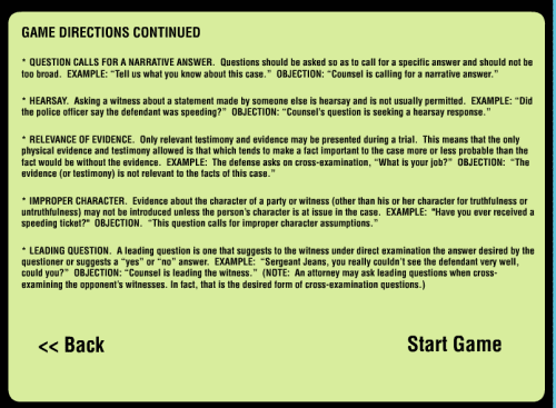 Lightweight law games & Objection! Your Honor evidence game – Open Law Lab