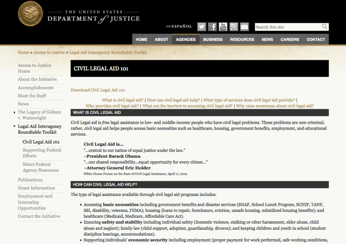 The DOJ’s Legal Aid Interagency Roundtable Toolkit – Open Law Lab